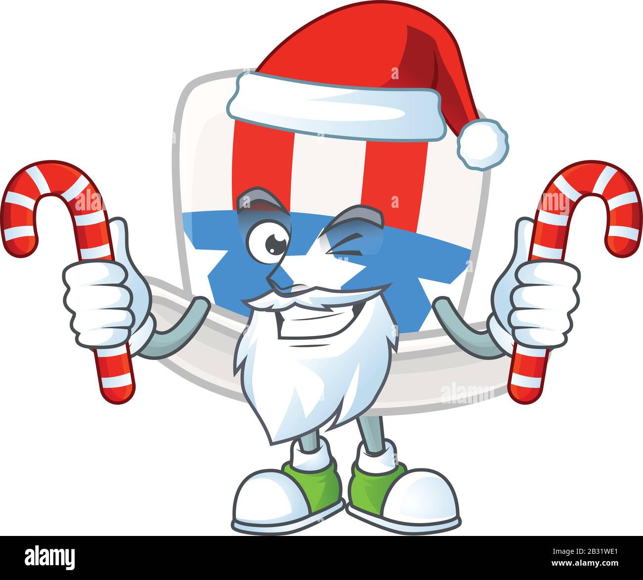 cartoon mascot style of uncle sam hat in Santa costume with candy Stock ...