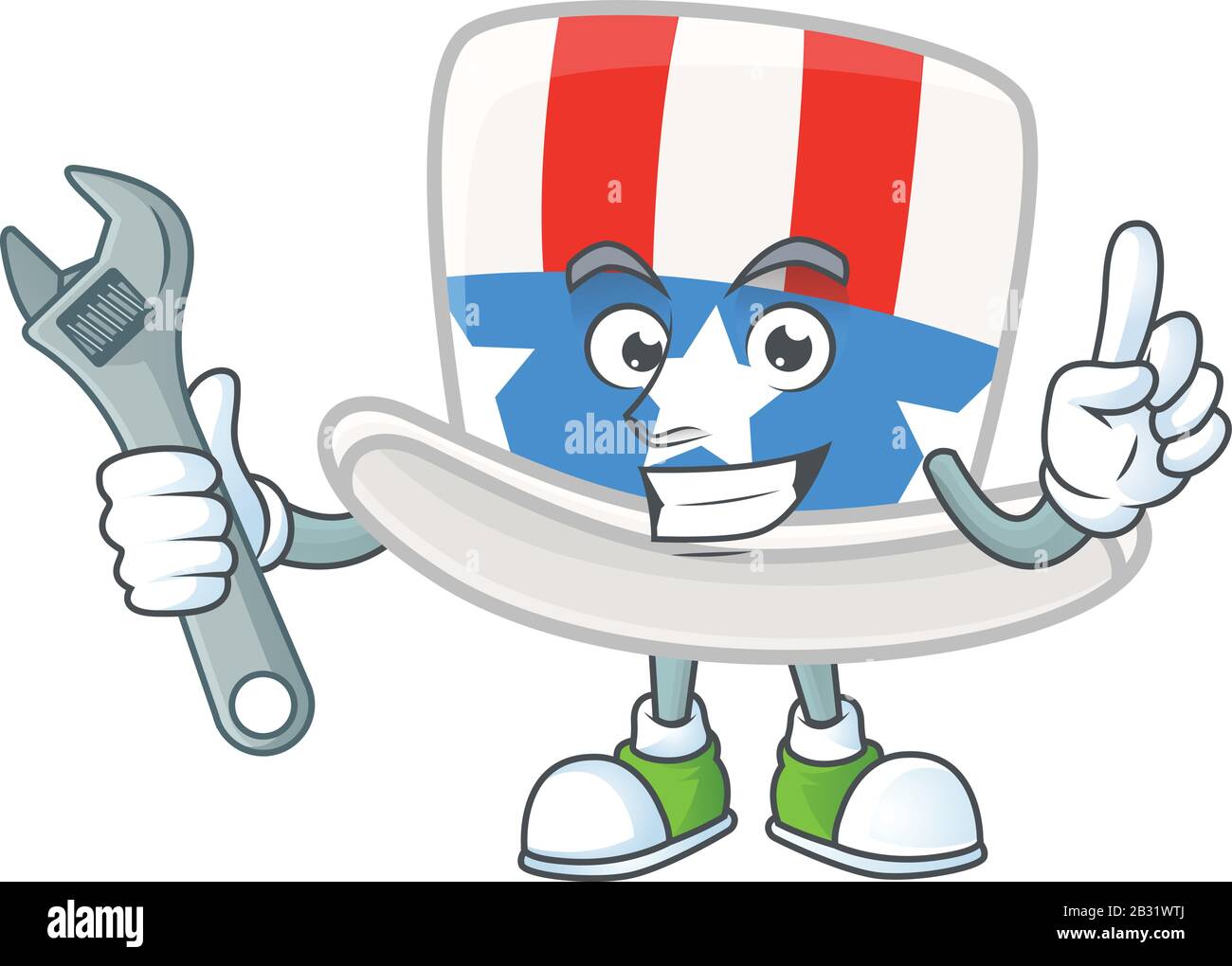 happily Mechanic uncle sam hat cartoon character design Stock Vector ...