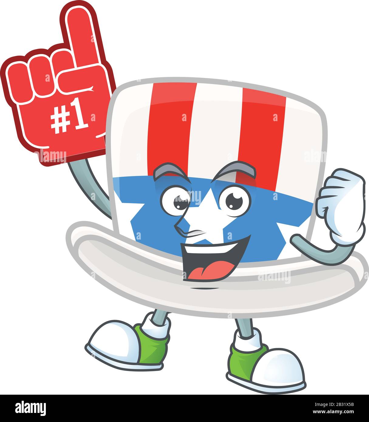 A cartoon design of uncle sam hat holding a Foam finger Stock Vector ...