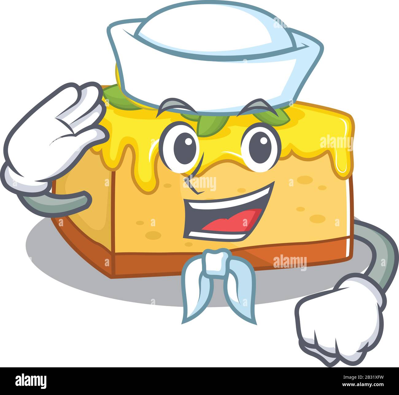Lemon cheesecake cartoon concept Sailor wearing hat Stock Vector Image ...