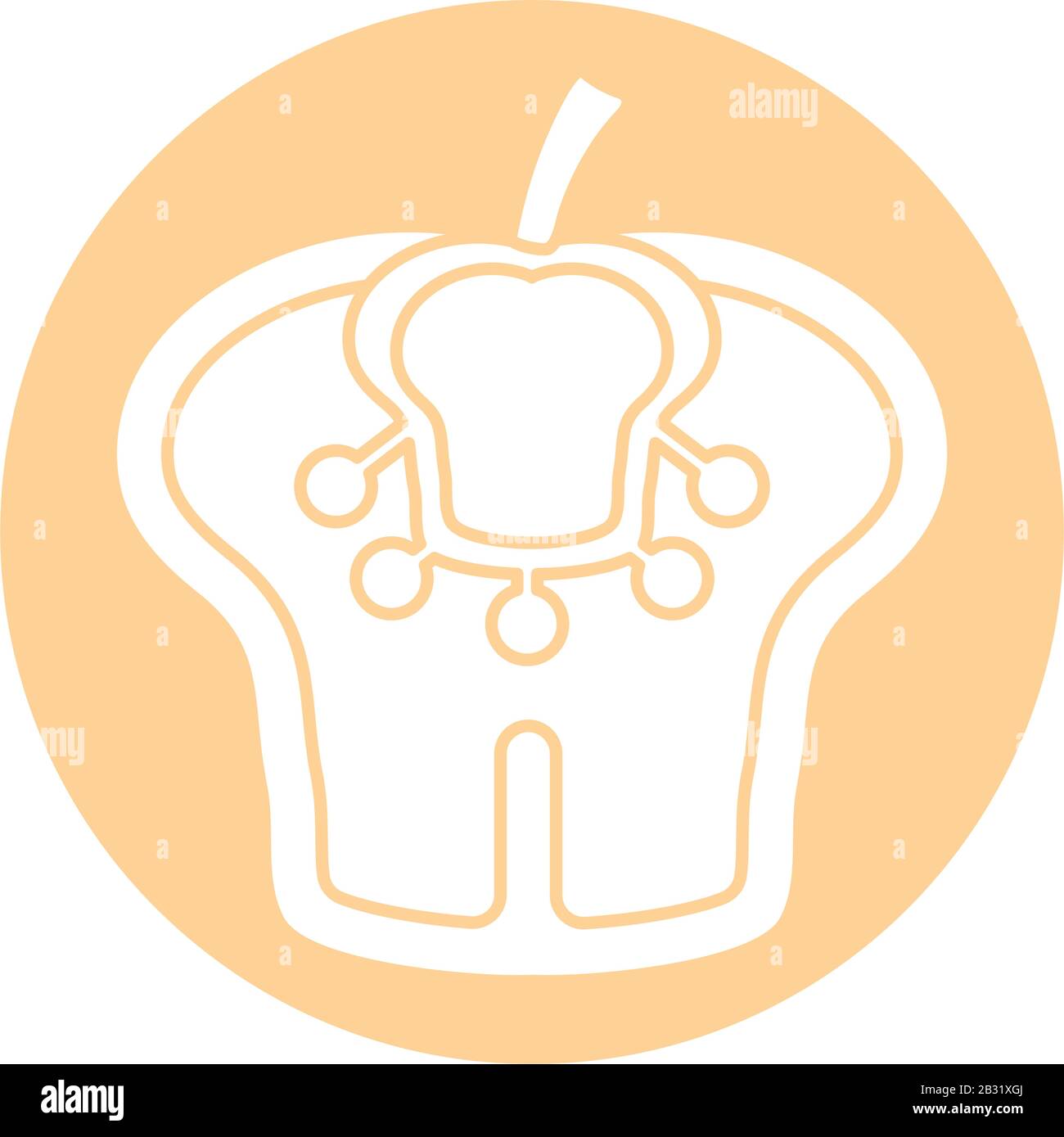 red bell pepper icon over white background, block style, vector ...
