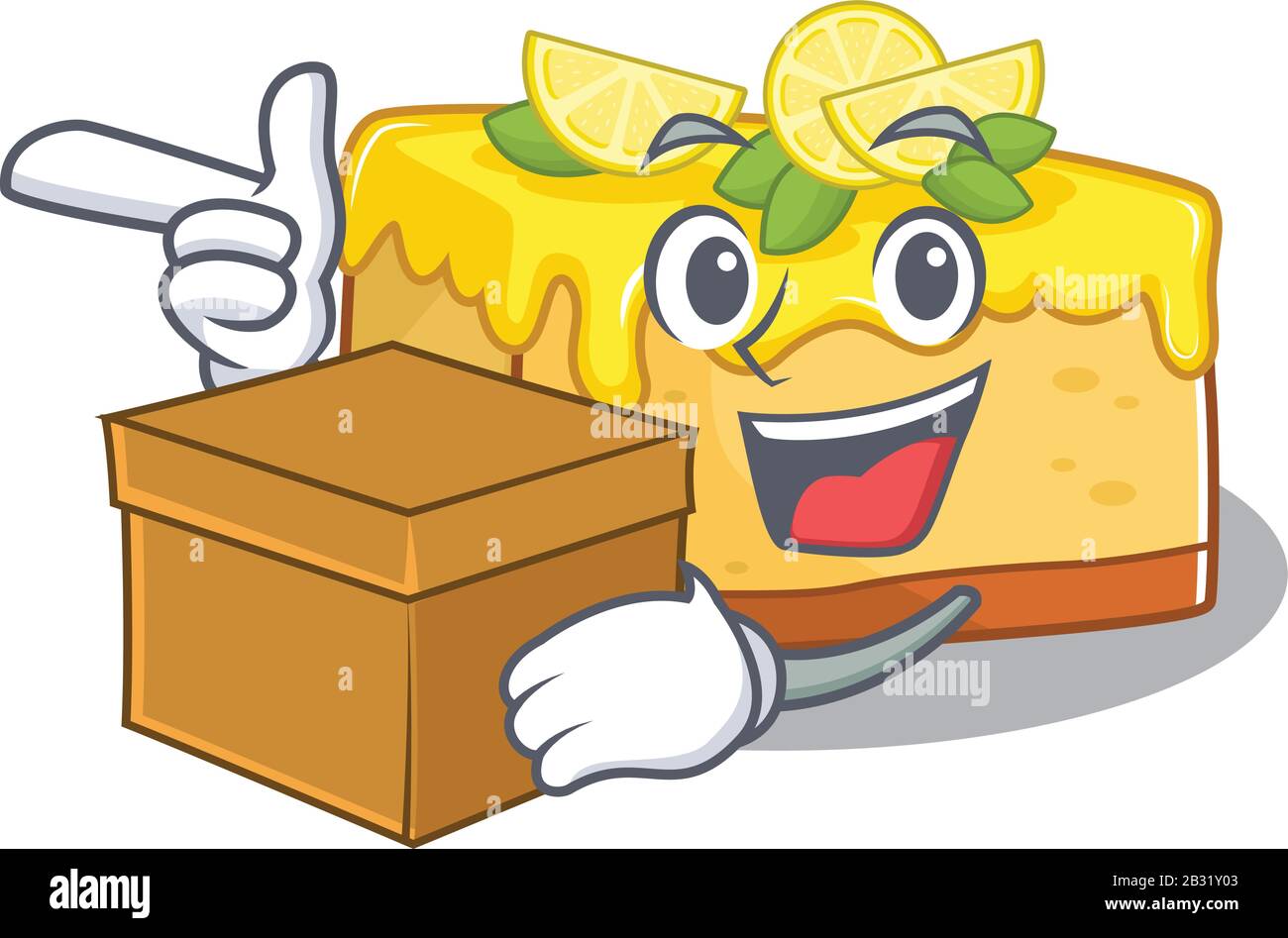 Cute lemon cheesecake cartoon character having a box Stock Vector Image ...