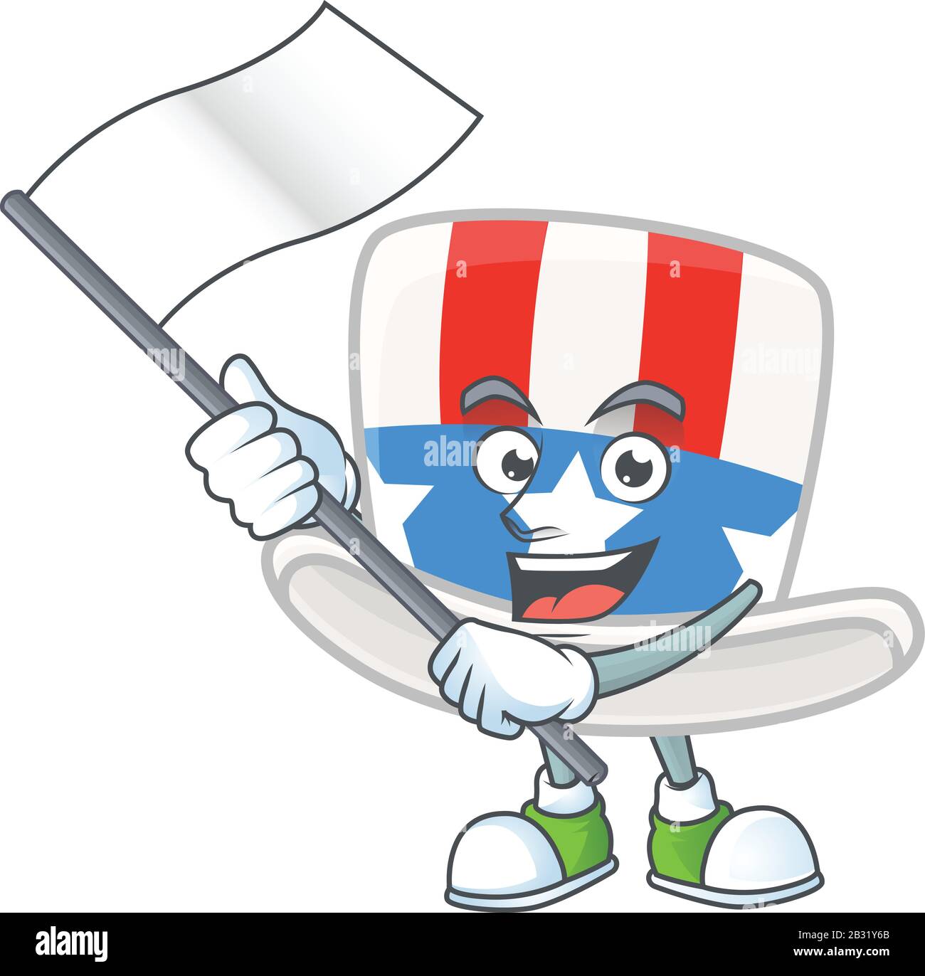 Funny uncle sam hat cartoon character design with a flag Stock Vector ...