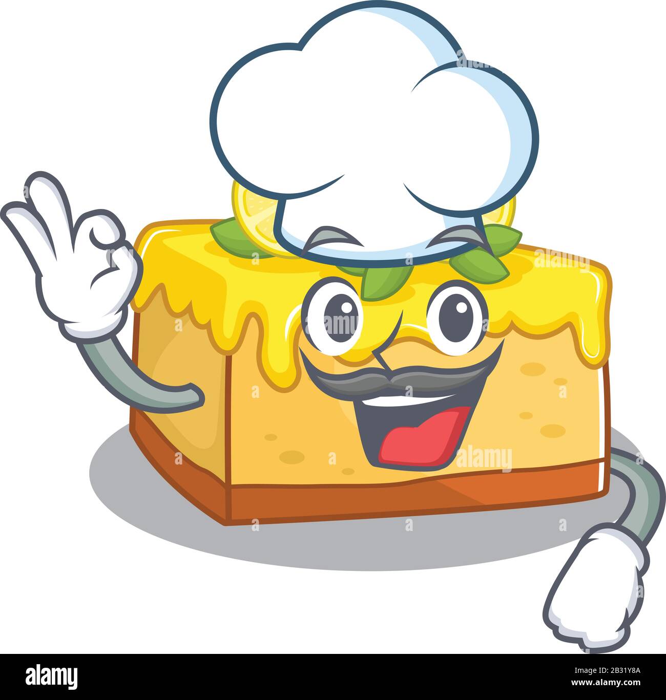 Lemon cheesecake cartoon character working as a chef and wearing white ...