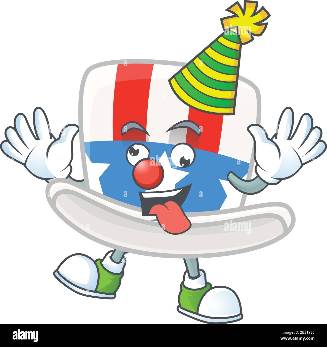 Cute and funny Clown uncle sam hat cartoon character mascot style Stock ...