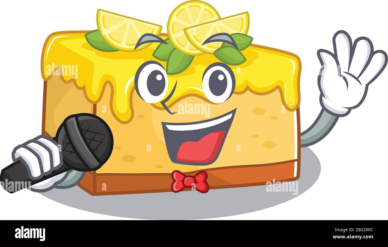 Happy lemon cheesecake singing on a microphone Stock Vector Image & Art ...
