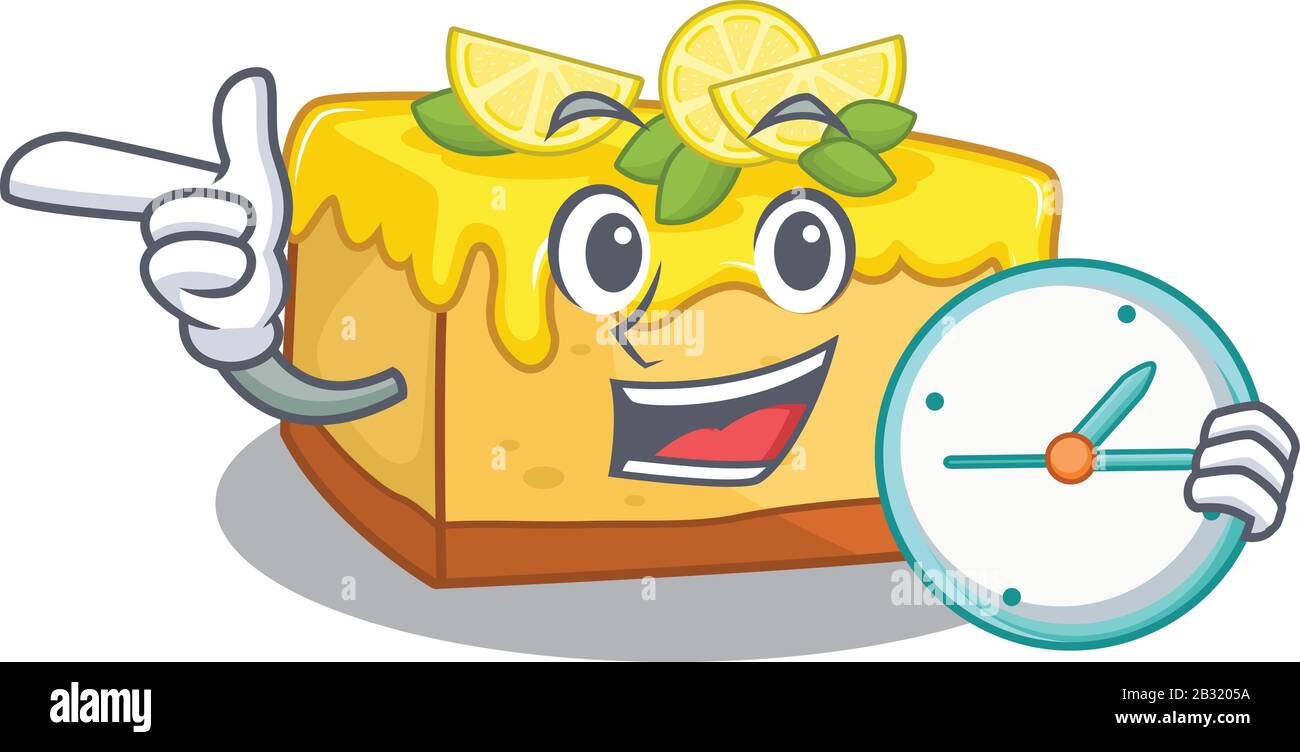 cartoon character concept lemon cheesecake having clock Stock Vector ...