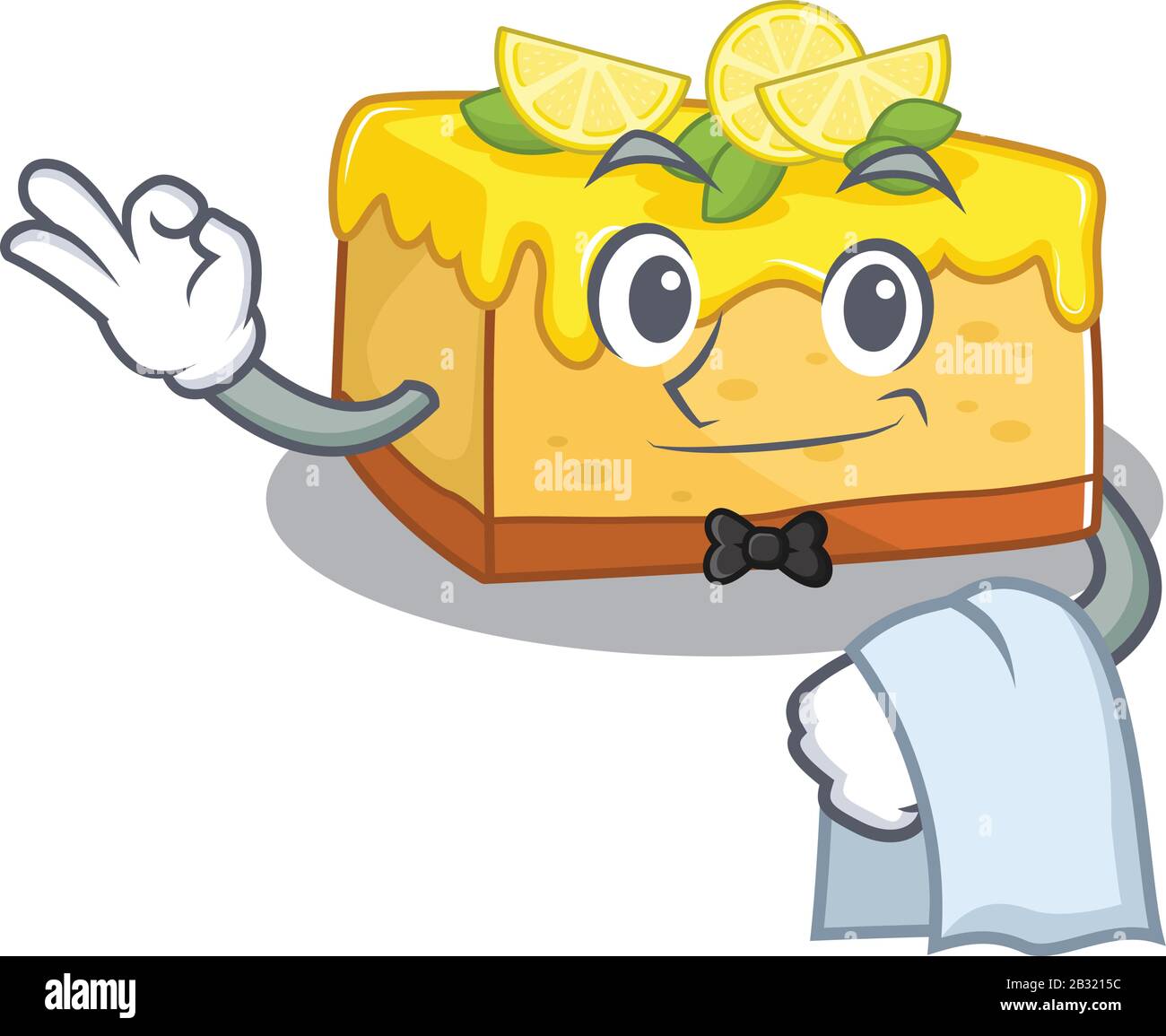 Sweet lemon cheesecake Character working as a Waiter Stock Vector Image ...