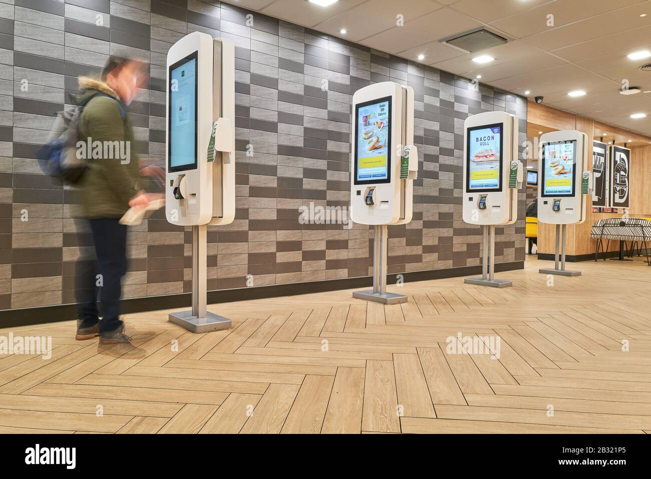 Food order point at McDonald's restaurant in Cambridge, England Stock ...