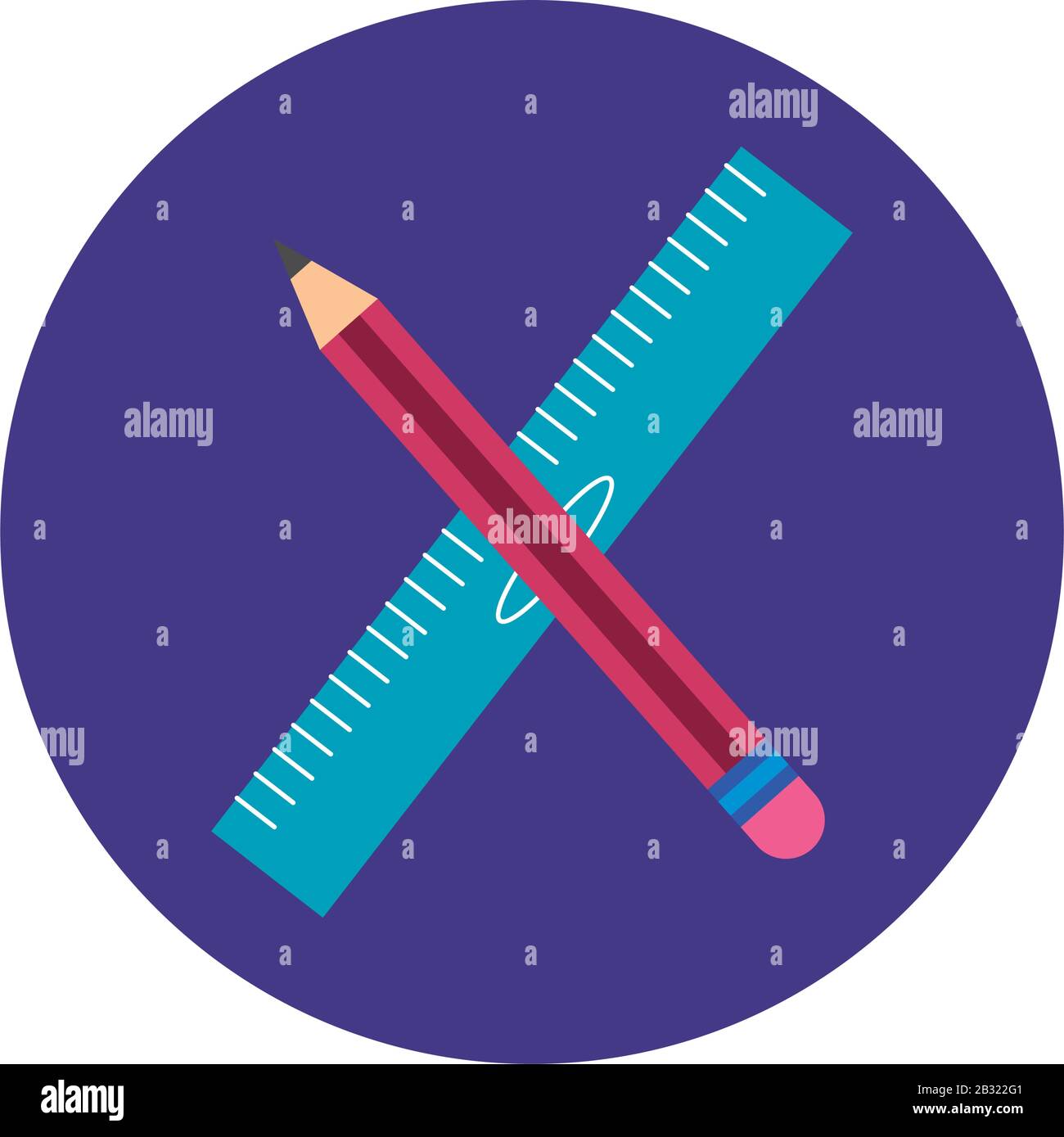 pencil and rule school supply block and flat style icon Stock Vector ...