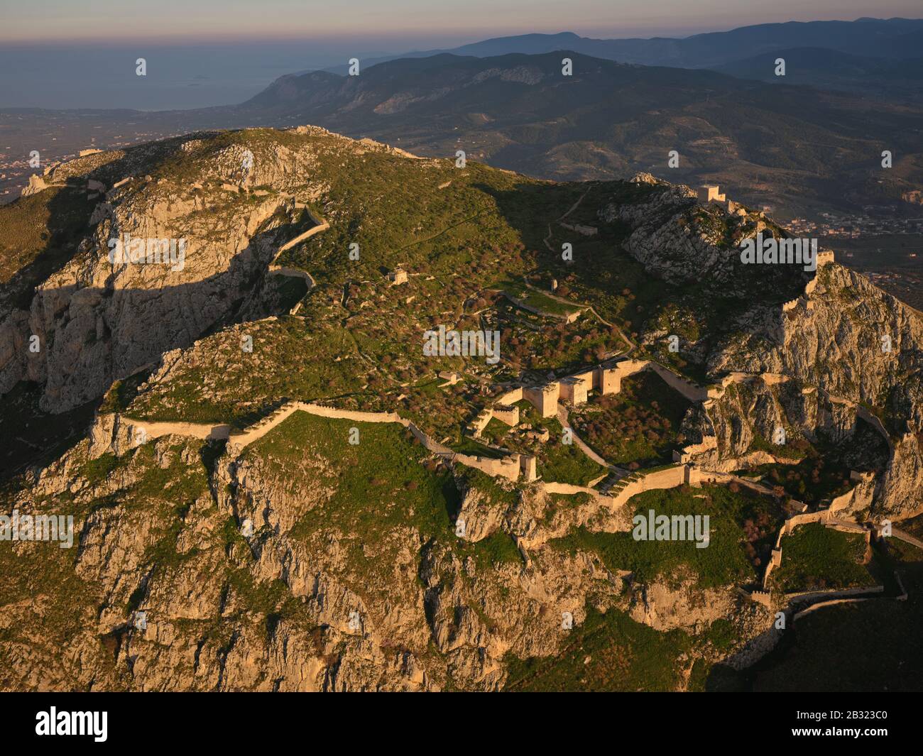 AERIAL VIEW. Ancient city of Corinth. Peloponnese, Greece Stock Photo ...