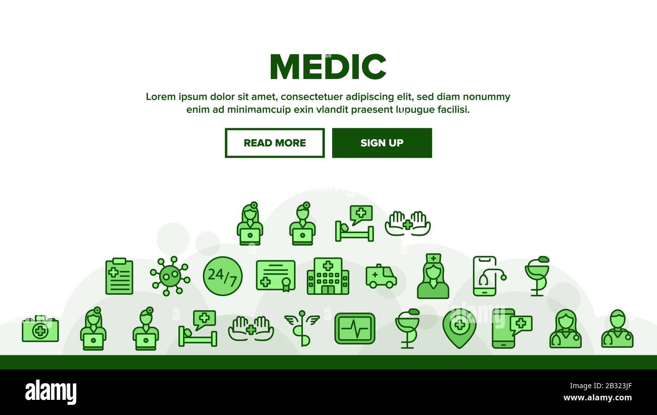 Medic Doctor And Nurse Landing Header Vector Stock Vector Image & Art ...