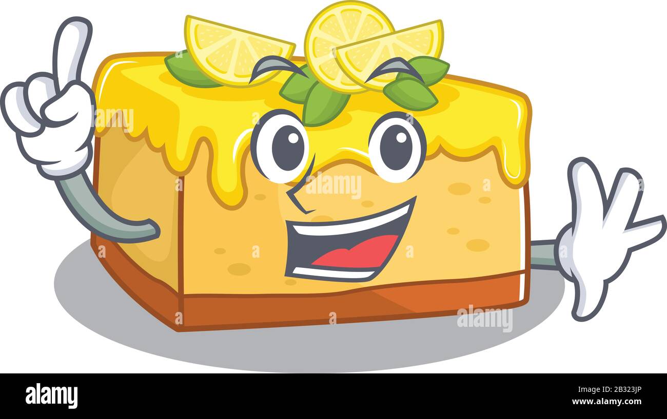 mascot cartoon concept lemon cheesecake in One Finger gesture Stock ...