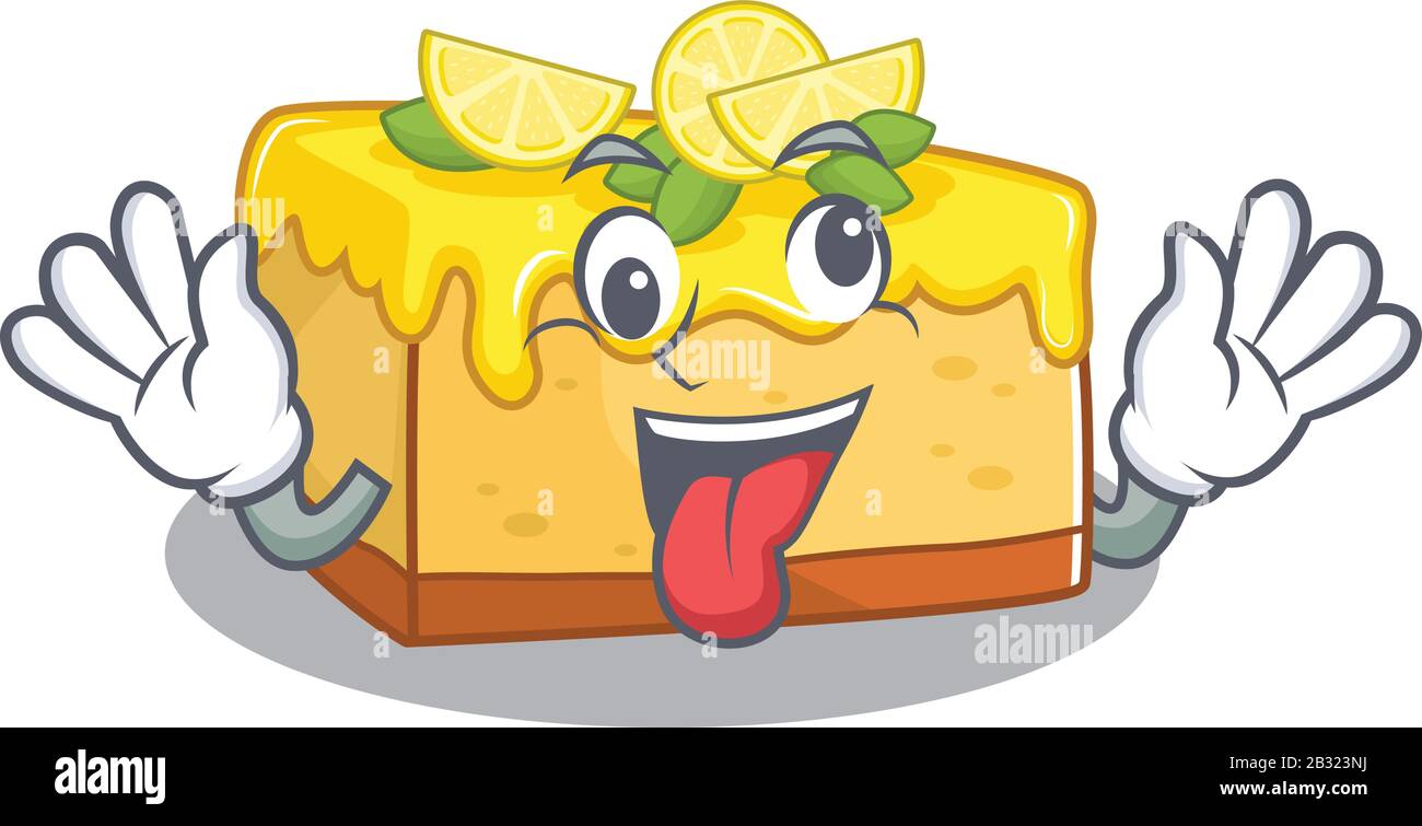 Cute sneaky lemon cheesecake Cartoon character with a crazy face Stock ...