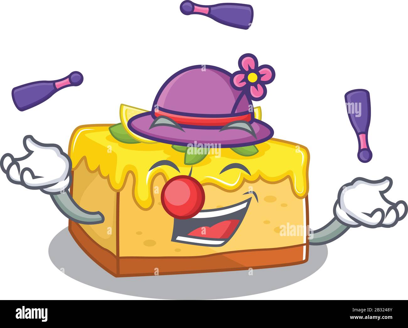 a lively lemon cheesecake cartoon character design playing Juggling ...