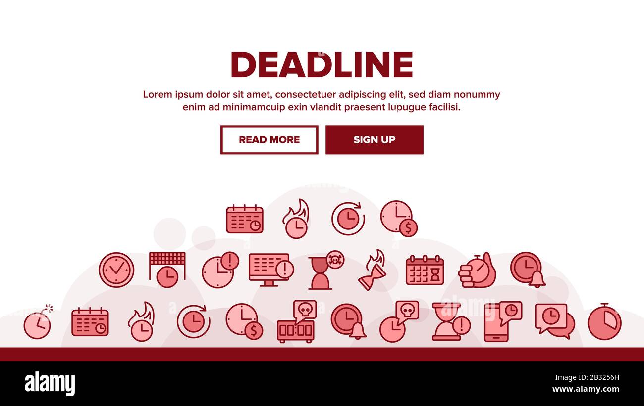 Deadline Time Over Landing Header Vector Stock Vector Image & Art - Alamy