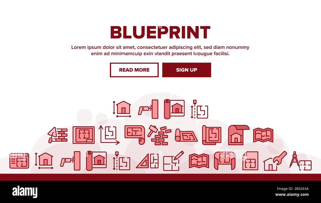 Blueprint Architecture Landing Header Vector Stock Vector Image & Art ...