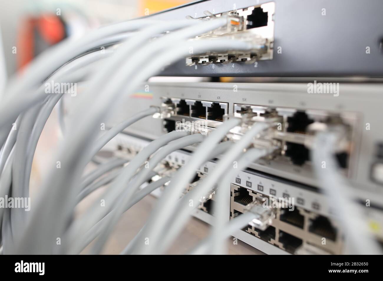 Special plugs on network panel Stock Photo - Alamy