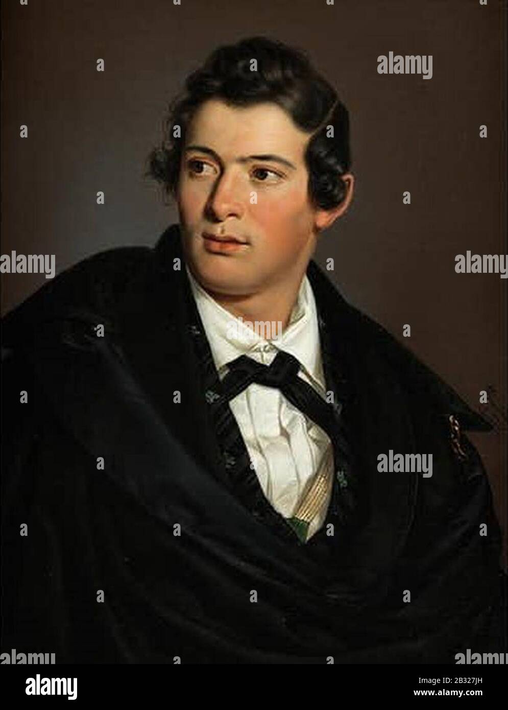 Georg Wilhelm Wanderer - Portrait of a Young Man in a White Shirt Black ...