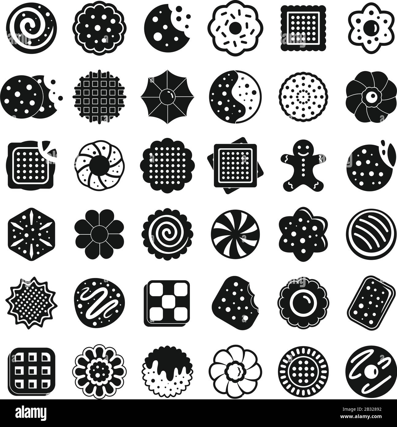 Cookie icons set. Simple set of cookie vector icons for web design on ...
