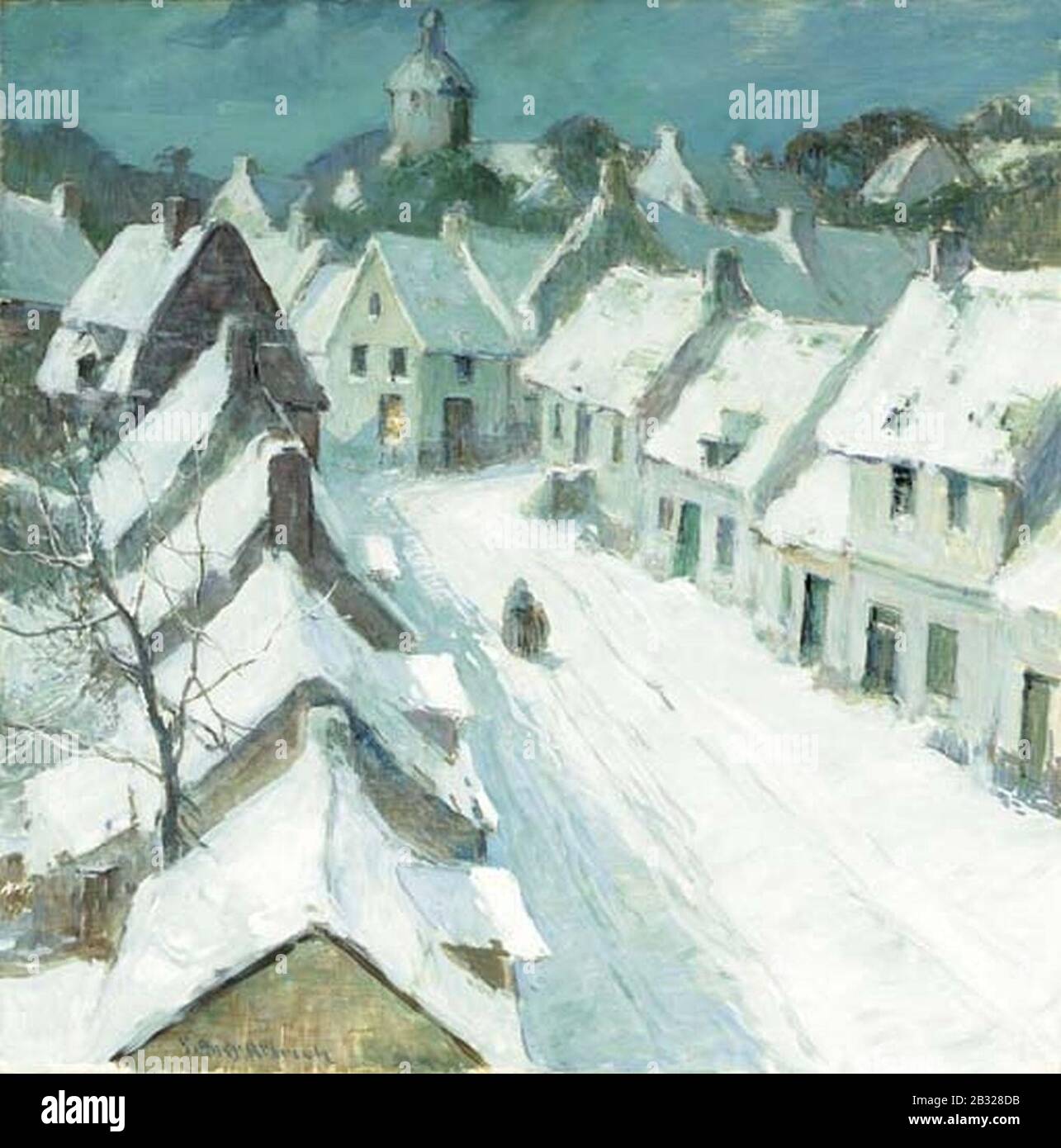 George Ames Aldrich Normandy Village in Winter Stock Photo - Alamy