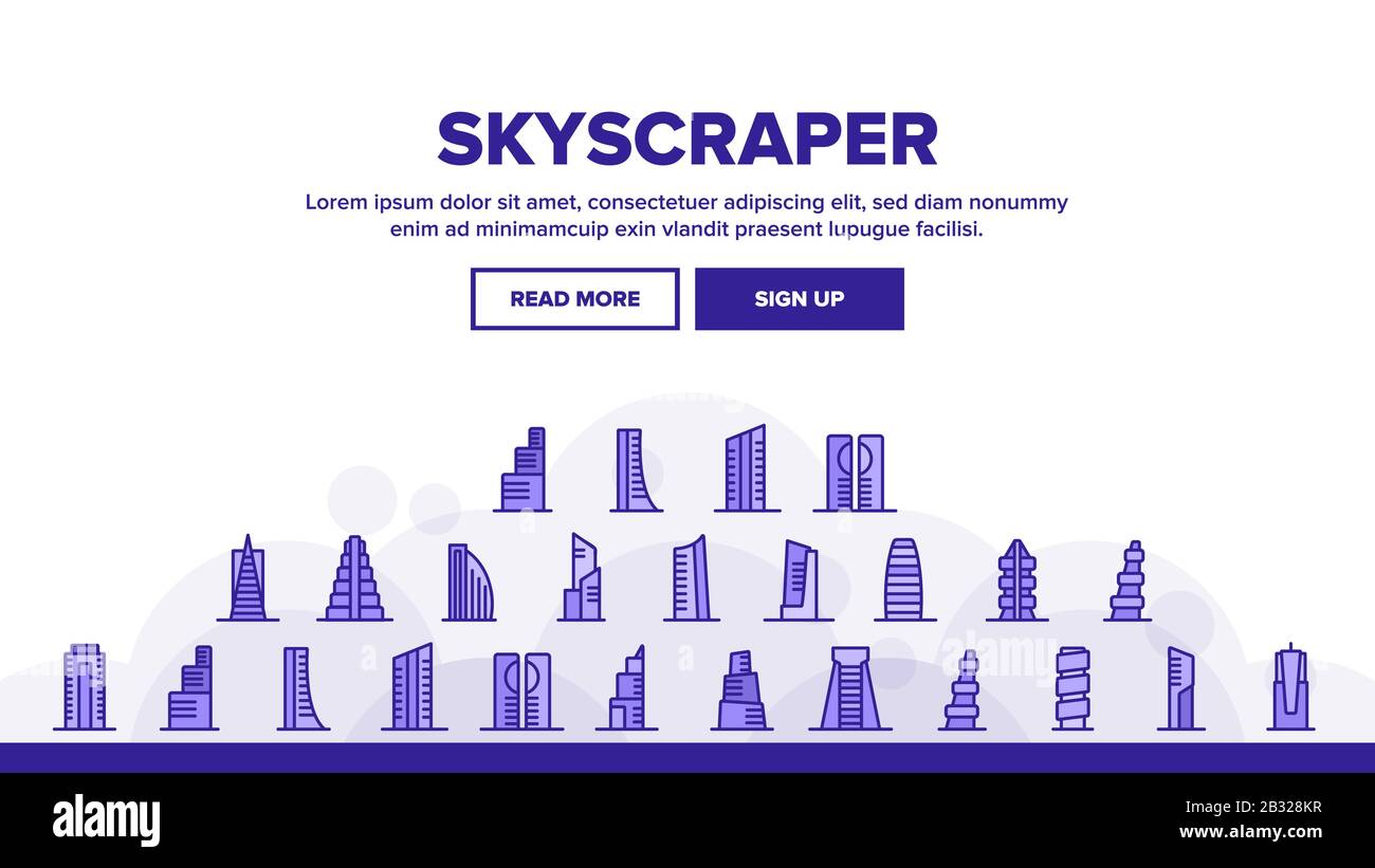 Skyscraper Building Landing Header Vector Stock Vector Image & Art - Alamy