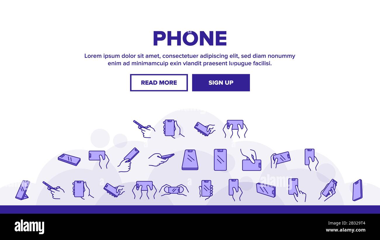 Smart Phone Technology Landing Header Vector Stock Vector Image & Art ...