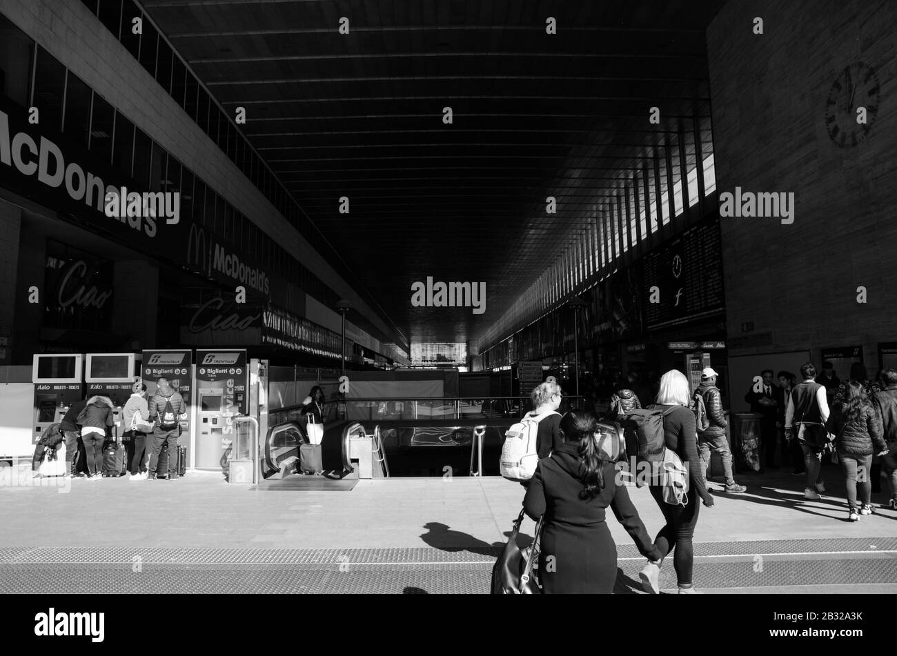 Rome, Italy. February 23, 2020. Passengers inside the Termini train ...