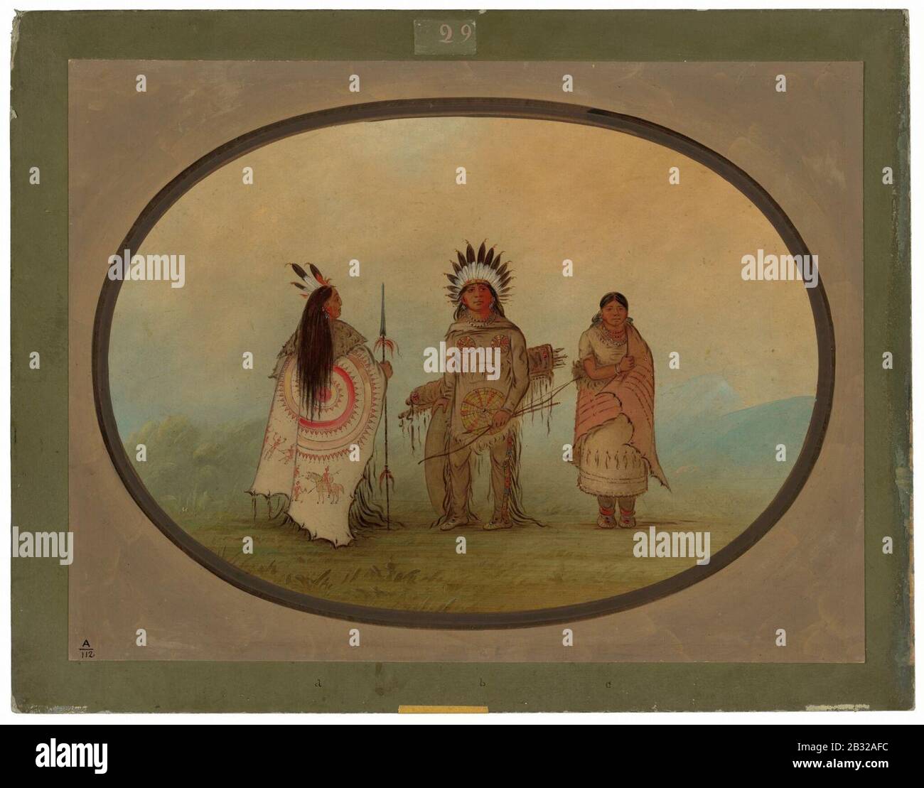 George Catlin - A Crow Chief, a Warrior, and His Wife Stock Photo - Alamy
