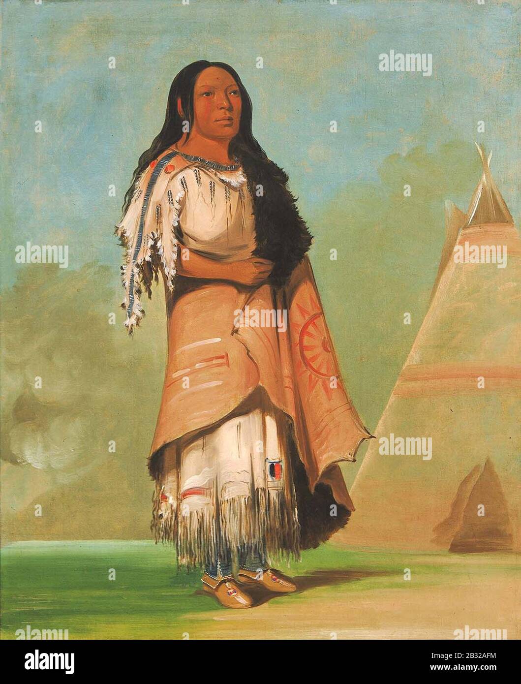 George Catlin - Ah'-kay-ee-pix-en, Woman Who Strikes Many Stock Photo ...