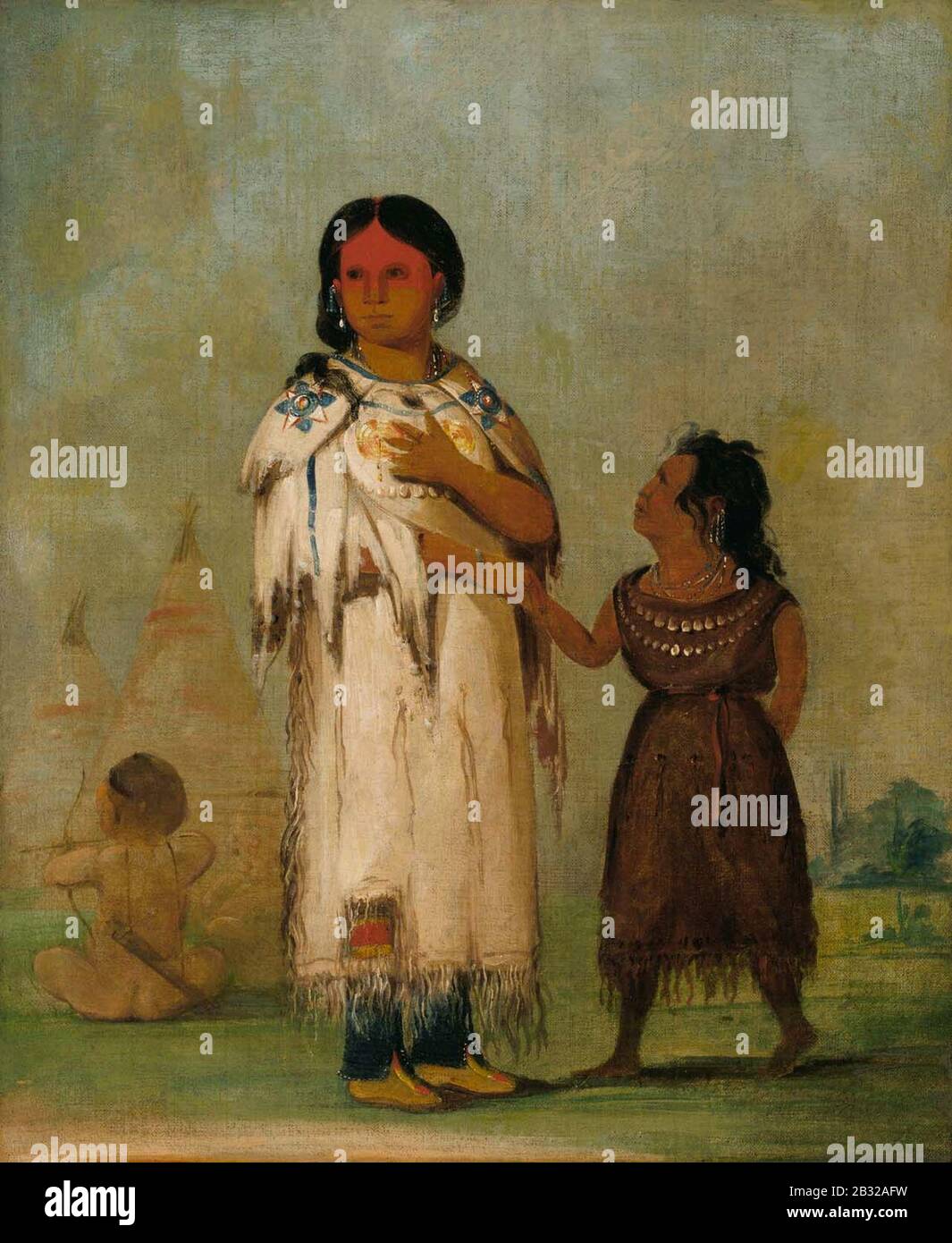 George Catlin - Assiniboin Woman and Child Stock Photo - Alamy