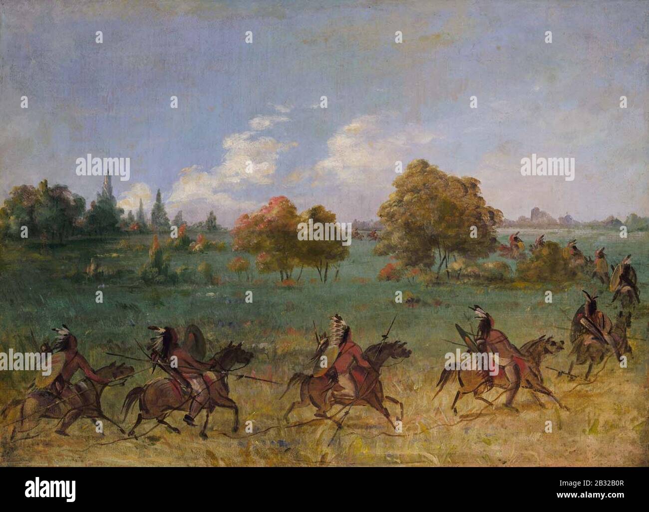 George Catlin - Comanche War Party on the March, Fully Equipped Stock ...