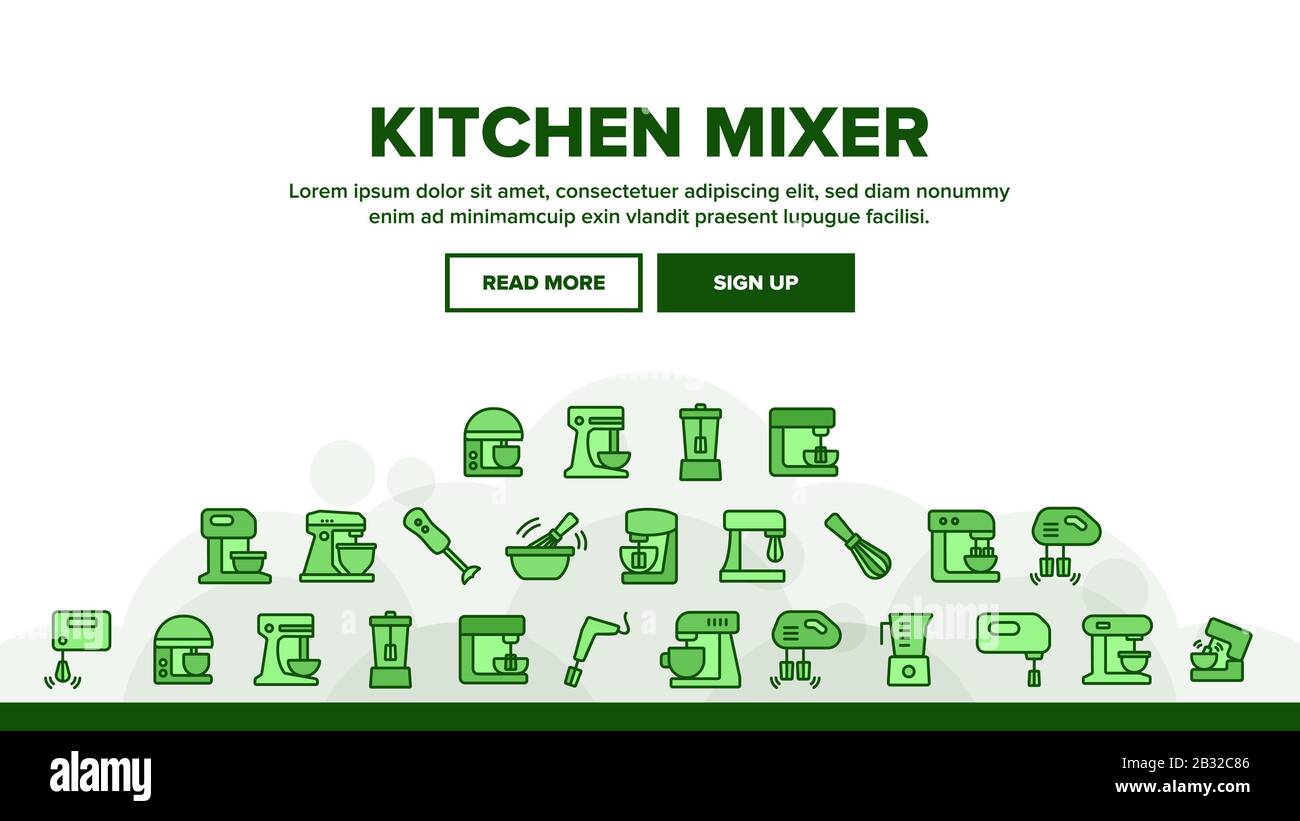 Kitchen Mixer Device Landing Header Vector Stock Vector Image & Art - Alamy