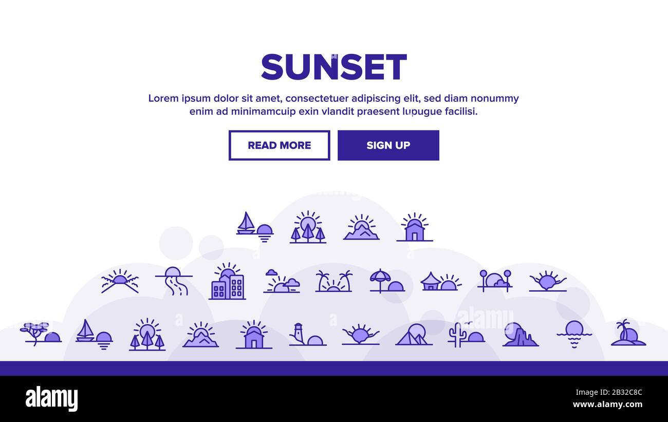 Sunset Or Sunrise Landing Header Vector Stock Vector Image & Art - Alamy