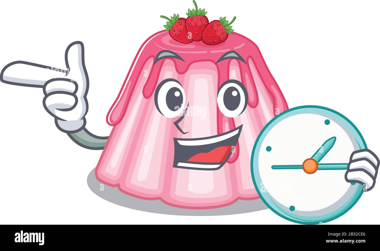 cartoon character concept strawberry jelly having clock Stock Vector ...