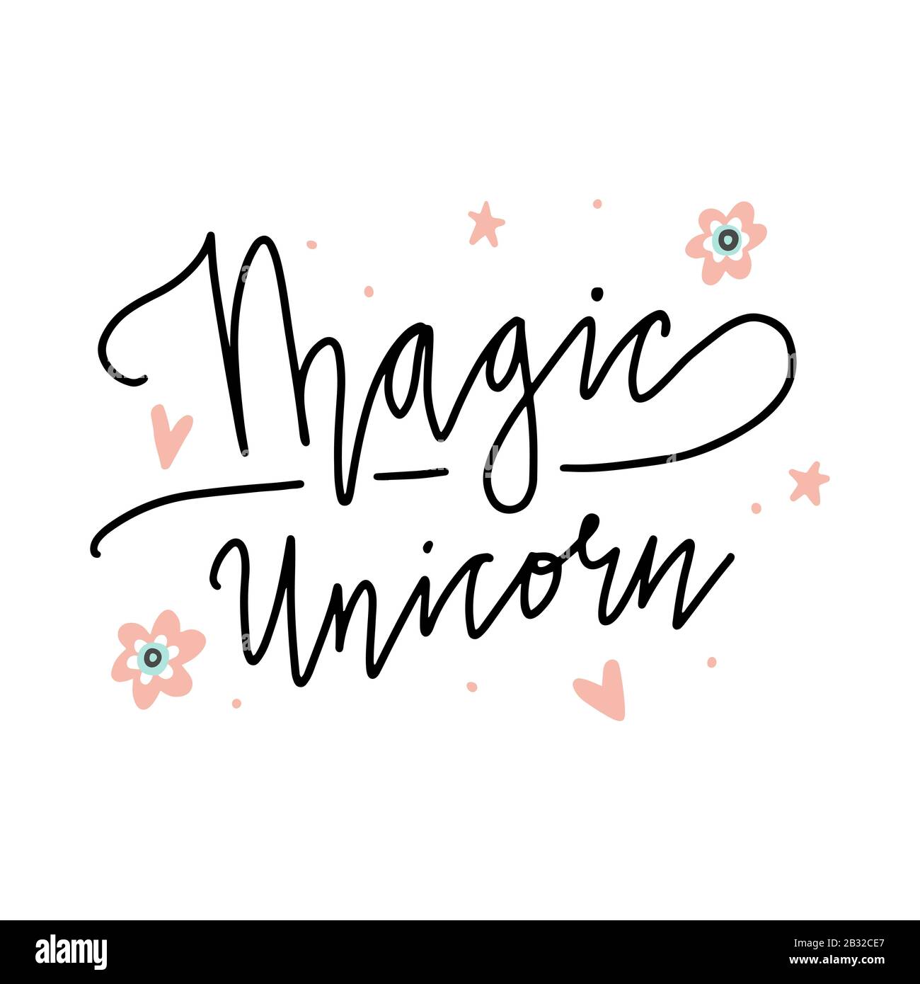 Unicorn lettering text for baby, kids, girl logo, banner design. Hand ...