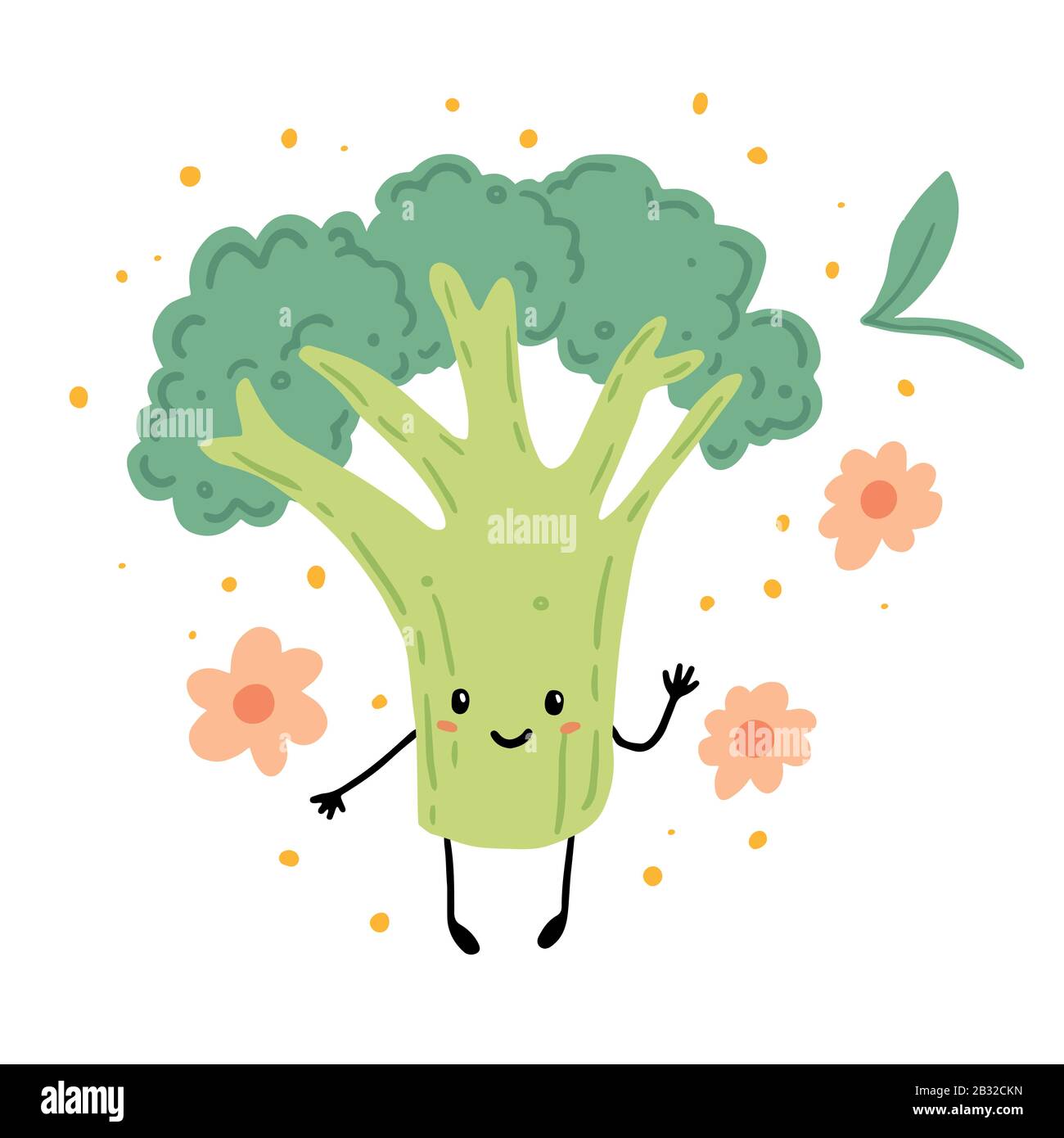 Broccoli funny cartoon character. Vector illustration isolated. Concept ...