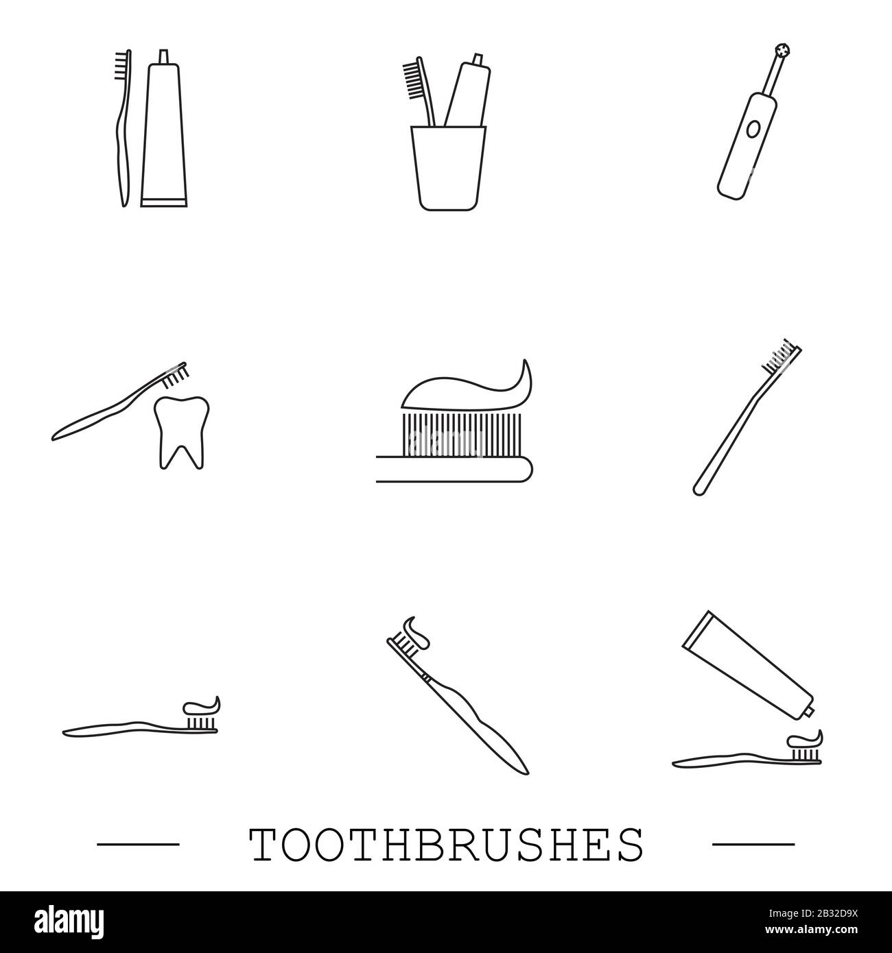 Toothbrush icon set. Teeth cleaning. Electric or conventional ...