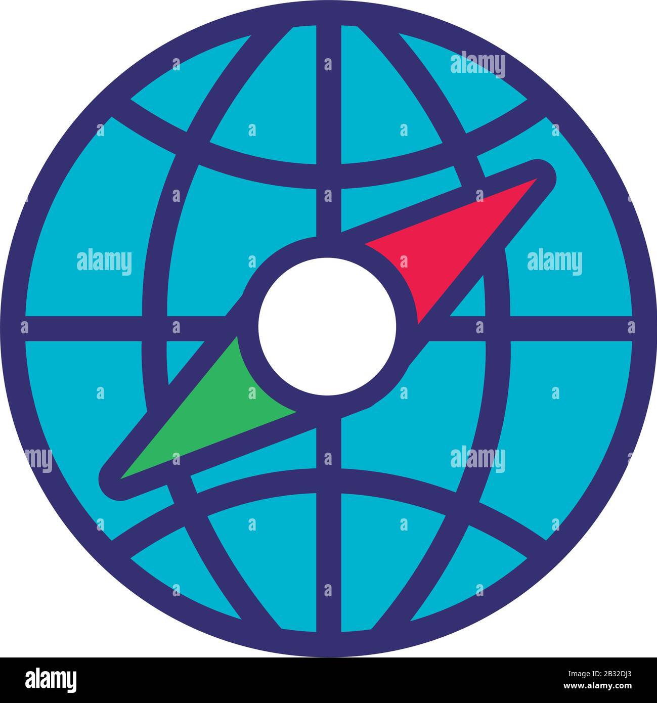 sphere planet with arrow compass line and fill style icon Stock Vector ...