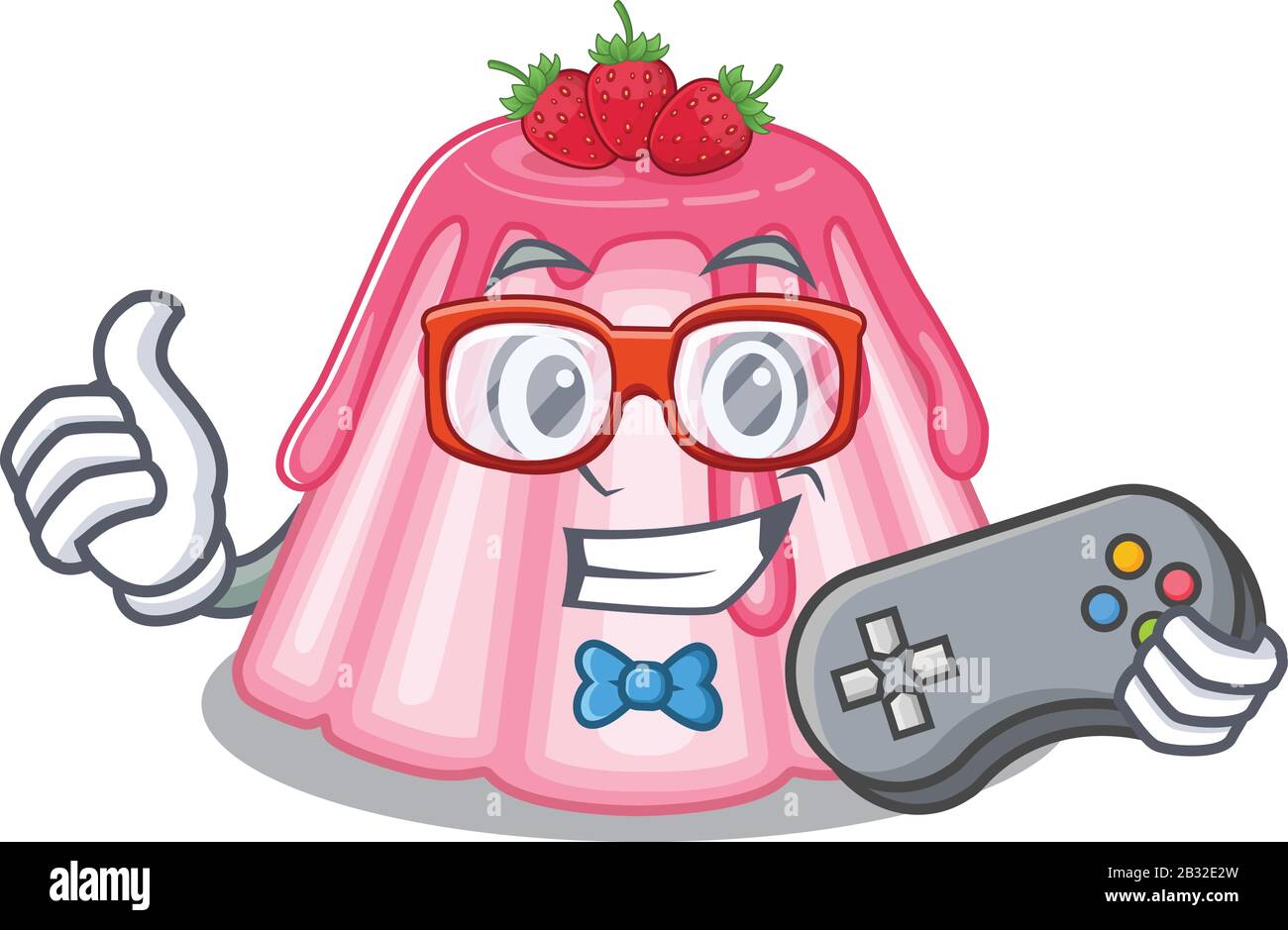 Smiley gamer strawberry jelly cartoon mascot style Stock Vector Image ...