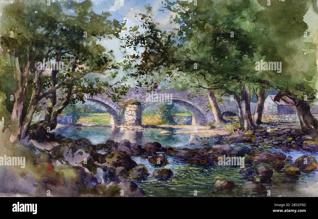 George Elbert Burr - Old Bridge near Bettws-y-Coed, North Wales Stock ...