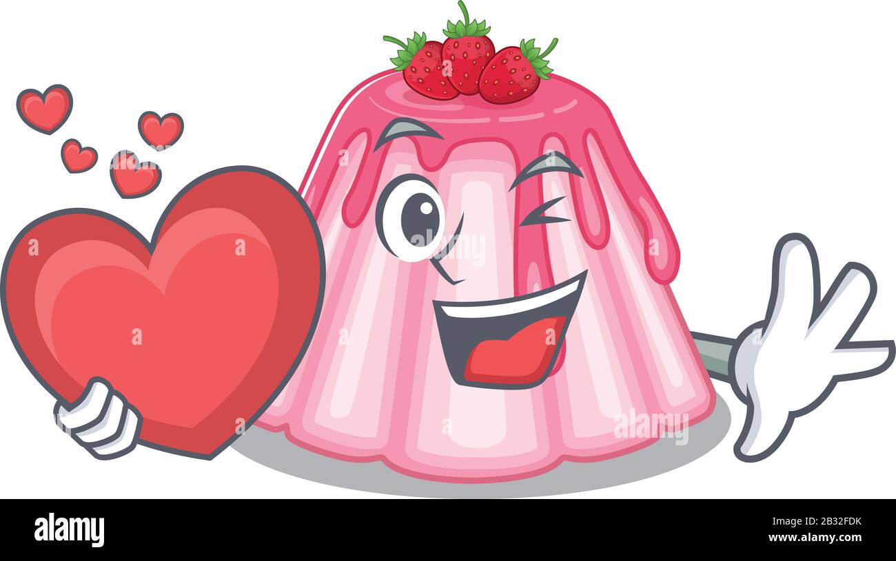 Romantic strawberry jelly cartoon picture holding a heart Stock Vector ...