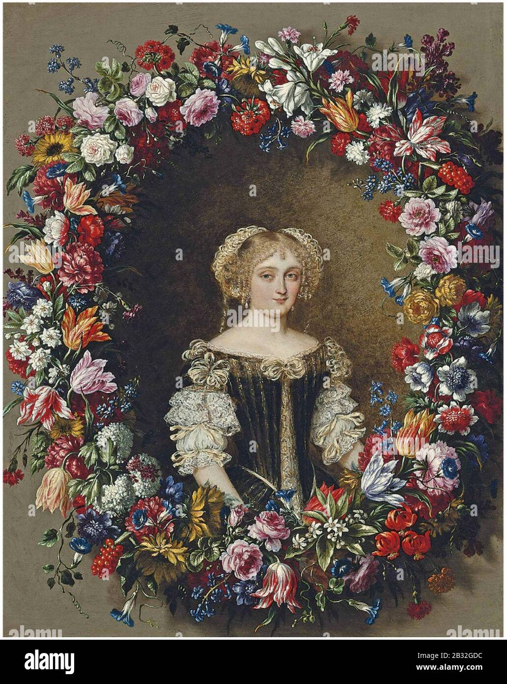 Jacob Ferdinand Voet, Mario Nuzzi (attr.) - Portrait of a lady ...