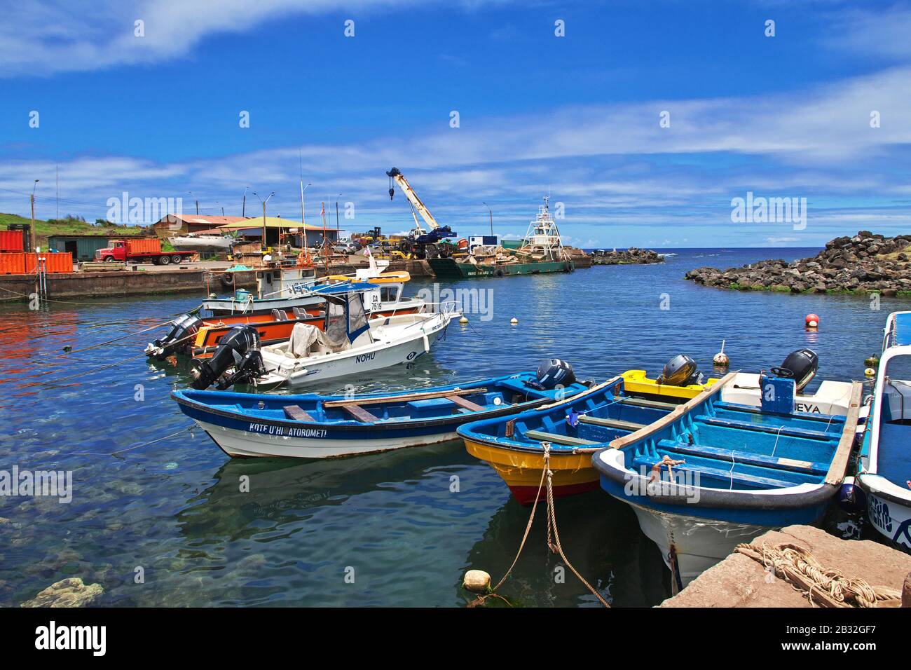 Hanga Roa, Easter Island / Chile - 26 Dec 2019: Rapa Nui. The marina in ...