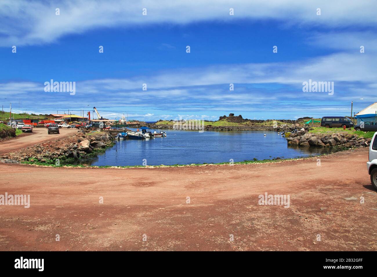 Hanga Roa, Easter Island / Chile - 26 Dec 2019: Rapa Nui. The marina in ...