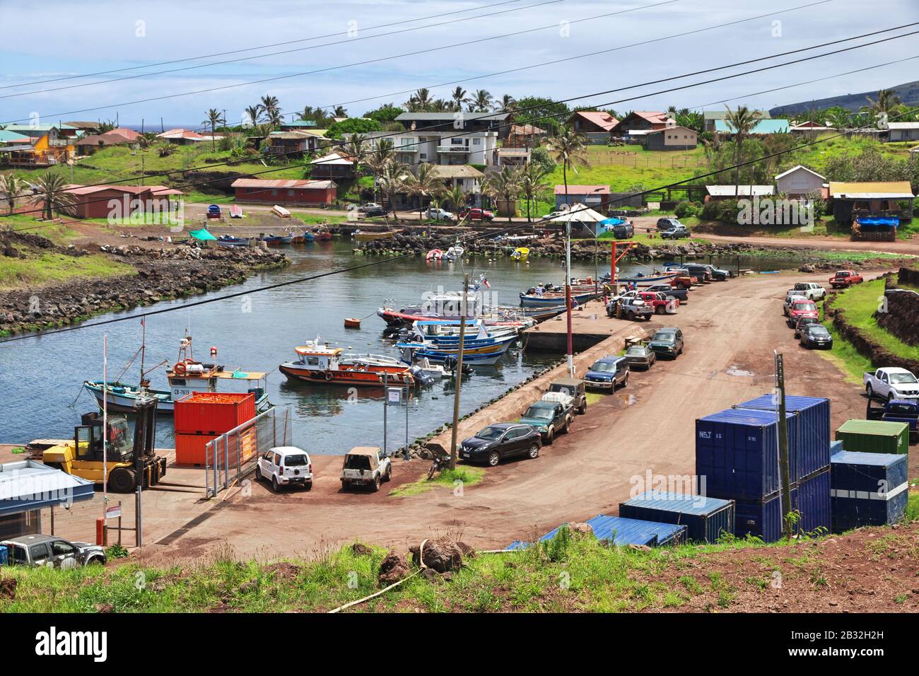 Hanga Roa, Easter Island / Chile - 26 Dec 2019: Rapa Nui. The marina in ...