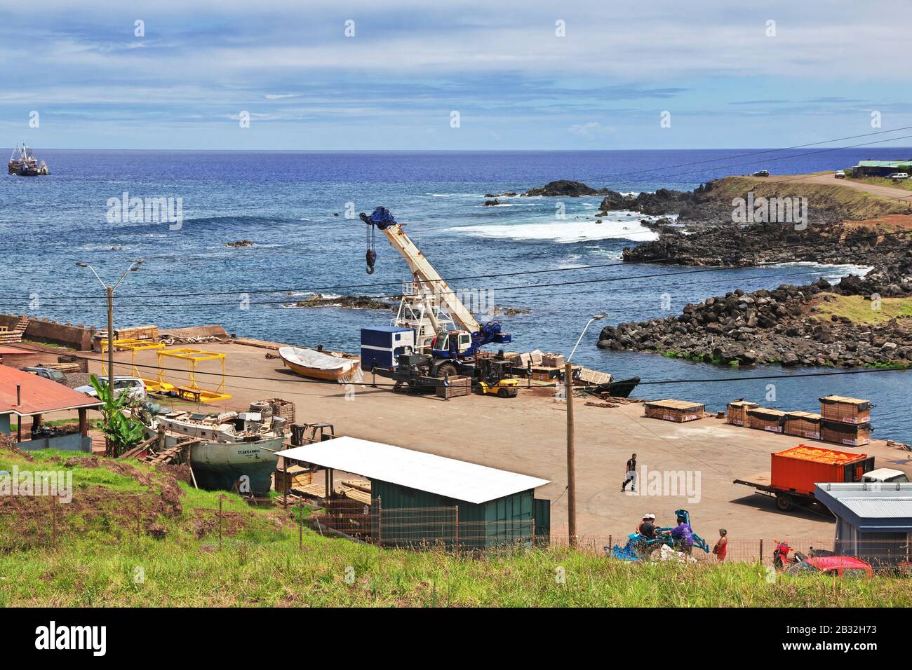 Hanga Roa, Easter Island / Chile - 26 Dec 2019: Rapa Nui. The marina in ...