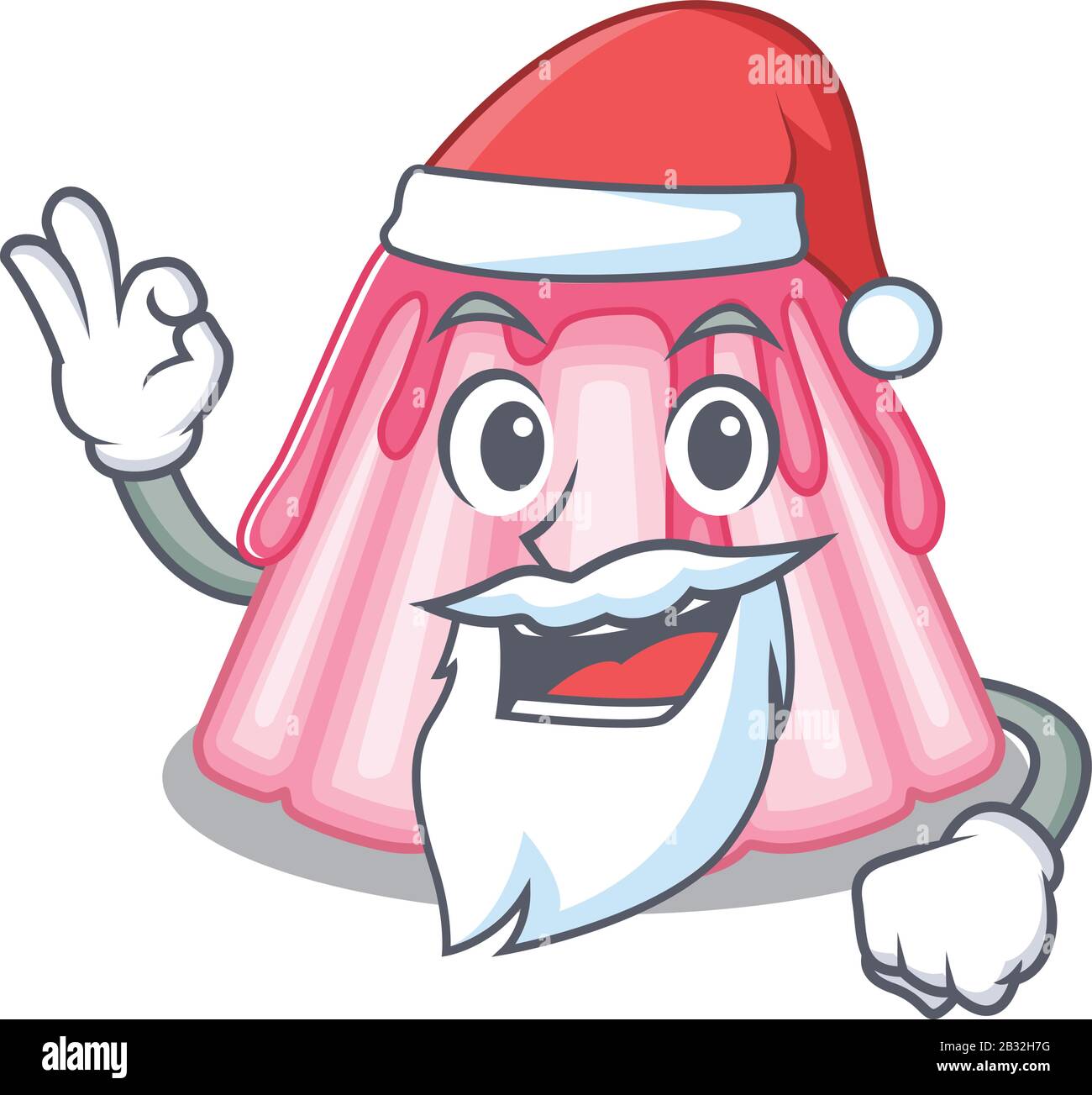 Strawberry jelly in Santa cartoon character style with ok finger Stock ...