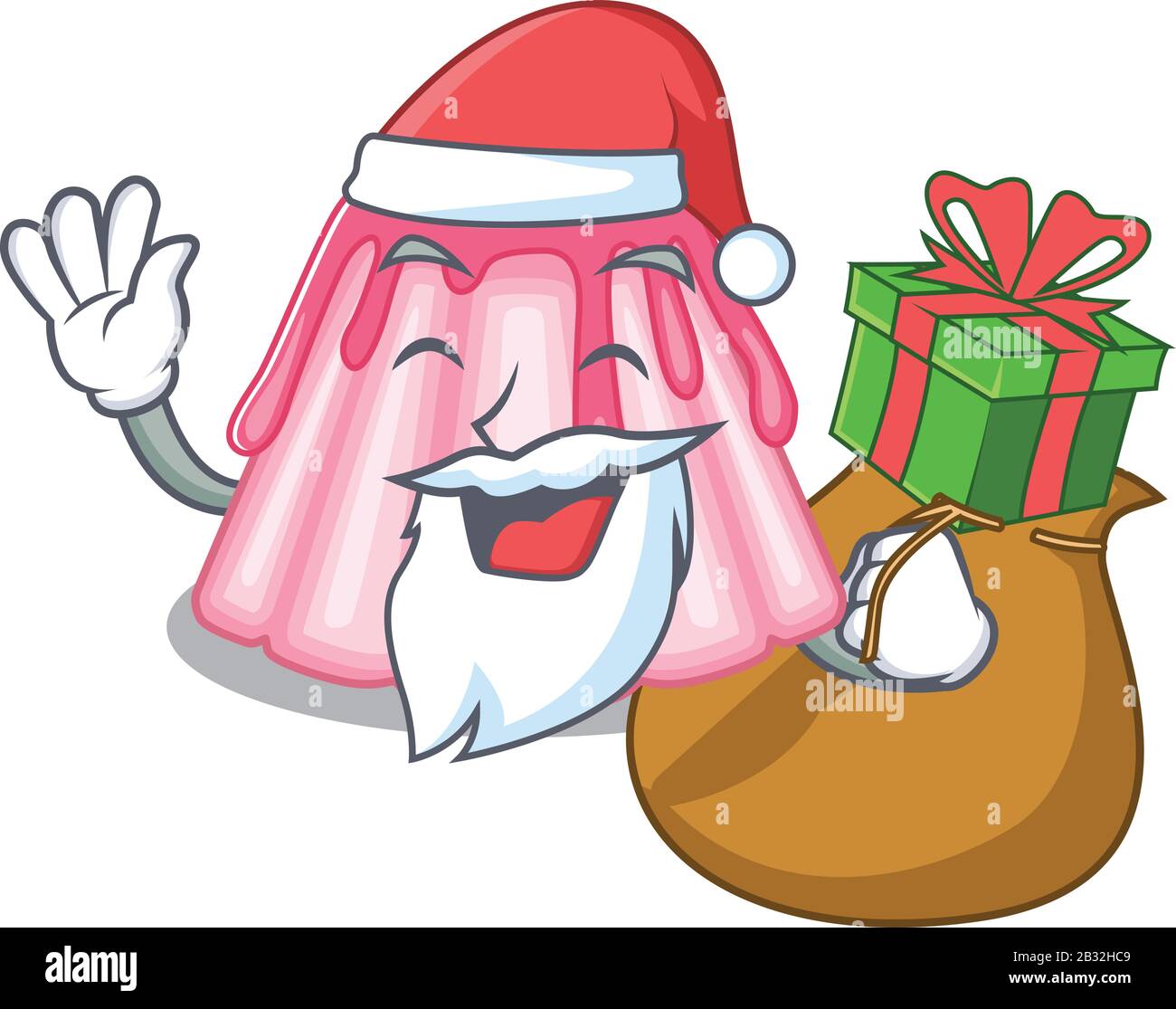 Santa strawberry jelly Cartoon character design having box of gifts ...