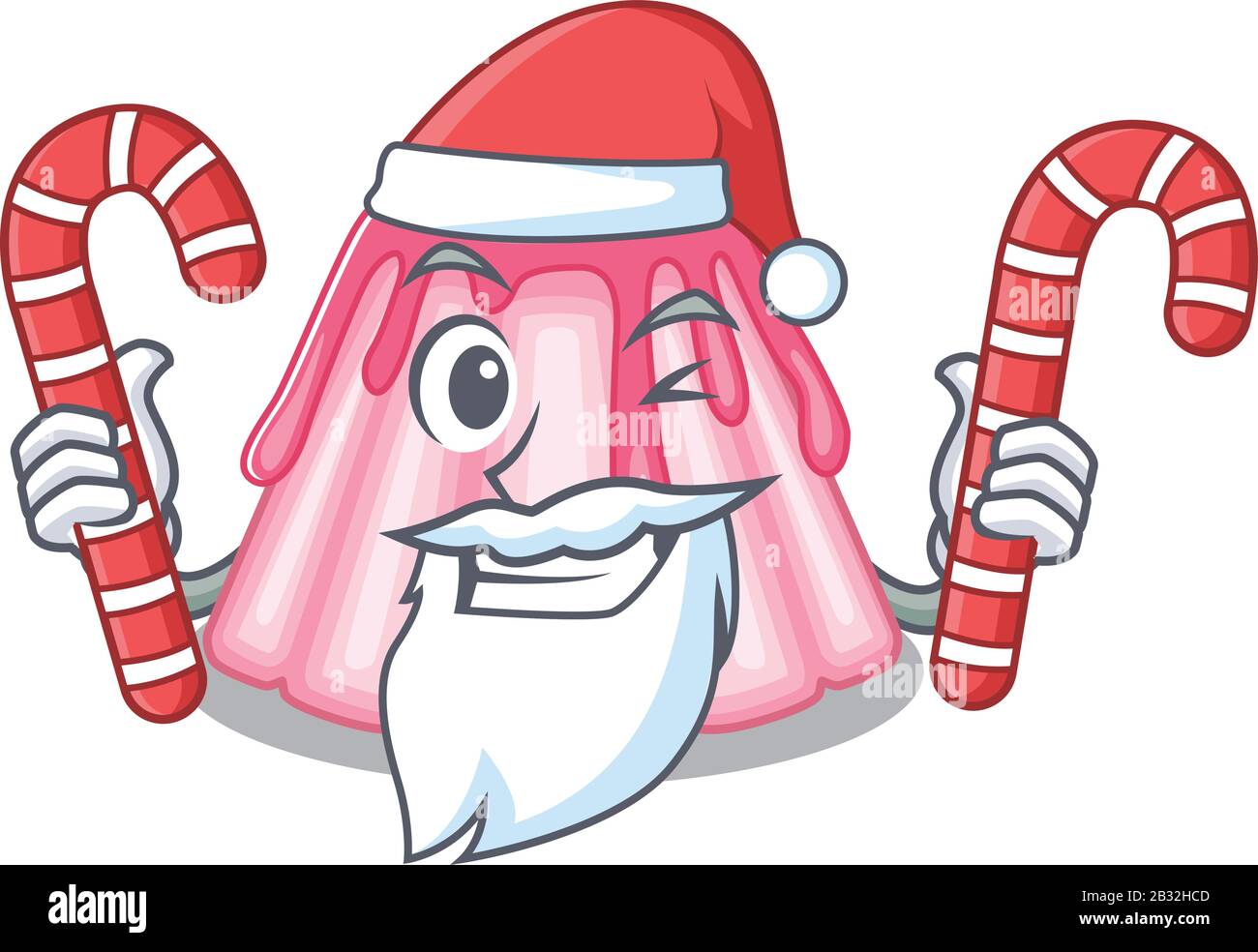 Strawberry jelly Cartoon character wearing Santa costume bringing a ...